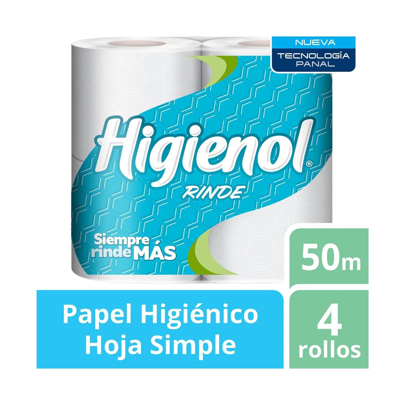 Papel Higienico Rinde Panal Simple Hoja Higienol 4U 50 mt