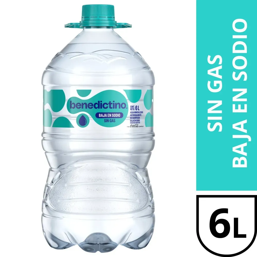 Agua sin Gas Bajo Sodio Benedictino Bidon 6 lt